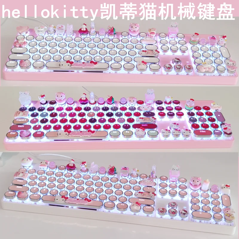 Sanrio Cartoon Customized Mechanical Keyboard 104 Keys Hellokitty ...