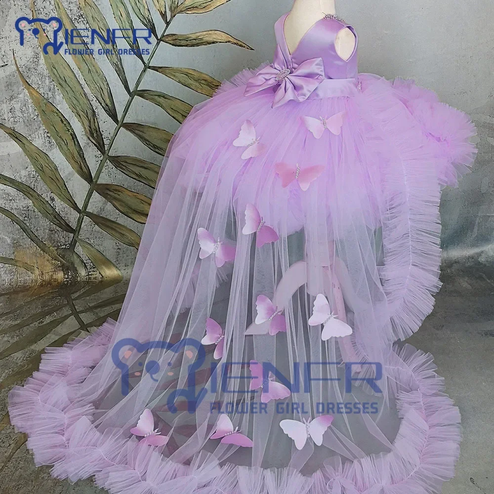 Pink-Baby-Girl-Dress-with-Detachable-Butterfly-Train-Little-Girl ...