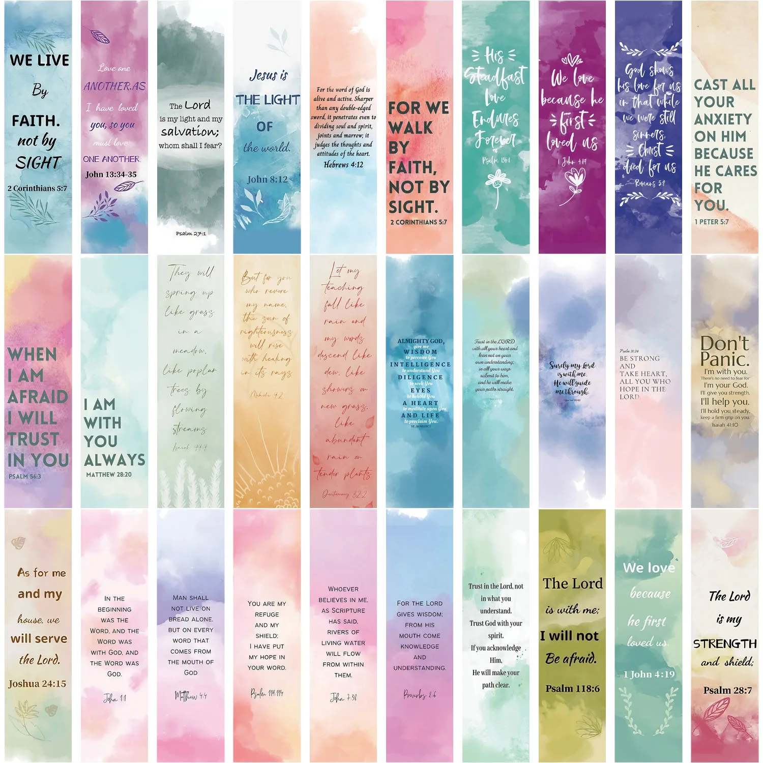 30Pcs Watercolor Bible Reading Bookmarks Series Paper Bookmark ...