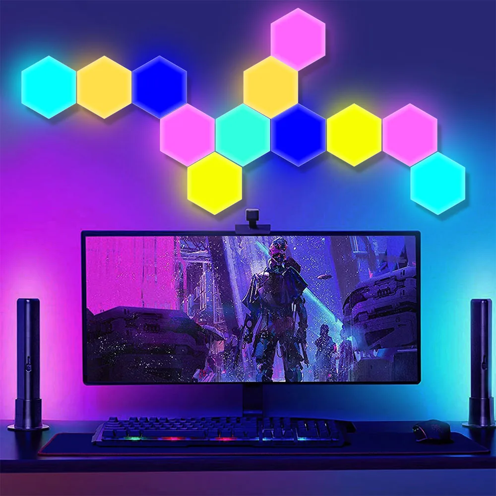 RGB-TuYa-WIFI-Bluetooth-LED-Hexagon-Quantum-Lamps-Indoor-Wall-Light-APP ...