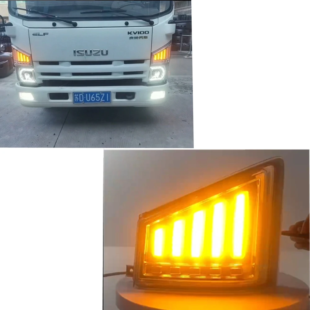 2Pcs LED Turn Signal Corner Ligh ELF 700P Truck New Models Daytime ...