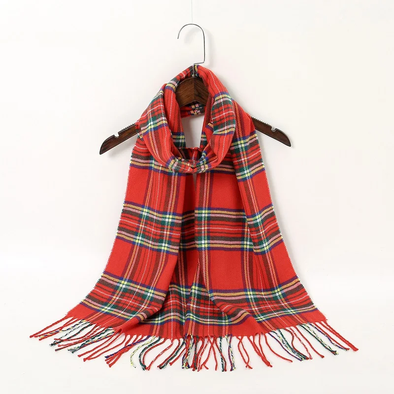 New-Cashmere-Scarf-Red-Plaid-Tassel-Shawl-Scarves-English-Fringe-Scarf ...