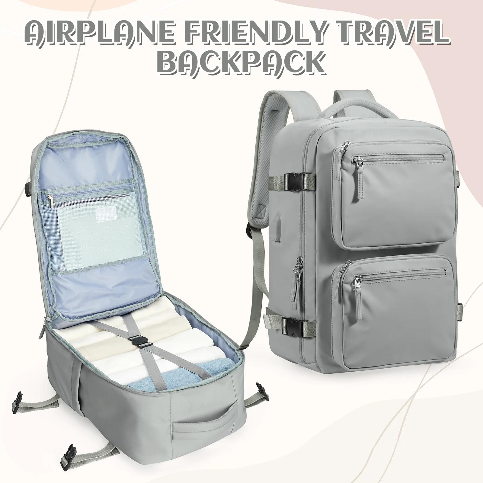 Large-Travel-Backpack-Cabin-Bag-Easyjet-45x36x20-Backpack-for-Women-Men ...