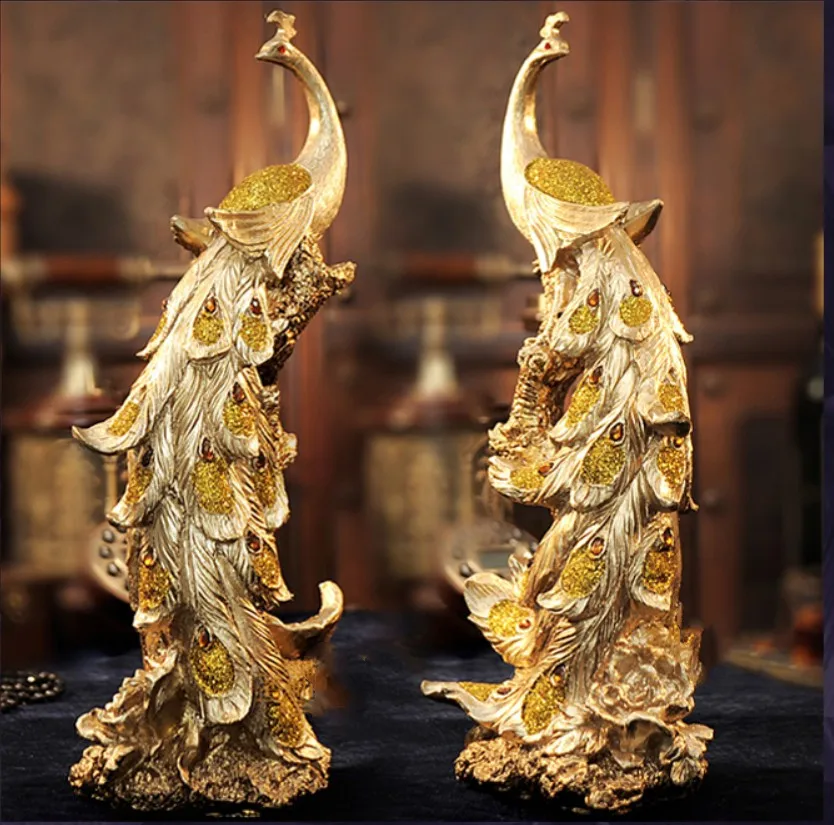Nordic Resin Phoenix Figurine Pure Golden Bird of Wonder Statue Modern ...