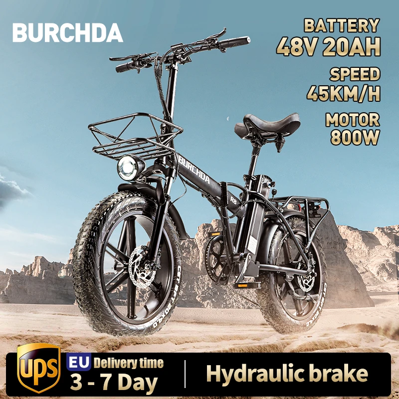Burchda R8 800w Foldable Electric Bicycle 48v20ah Lithium Battery 4.0 ...