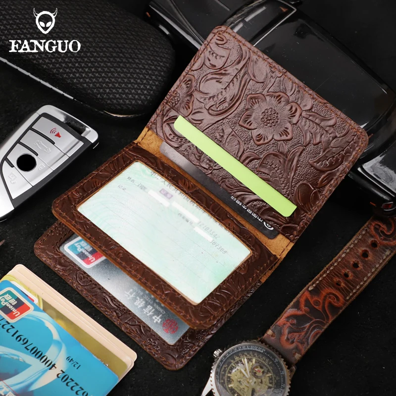 New-Style-Genuine-Leather-Card-Wallet-Handmade-Leather-5-7-Card-Slots ...