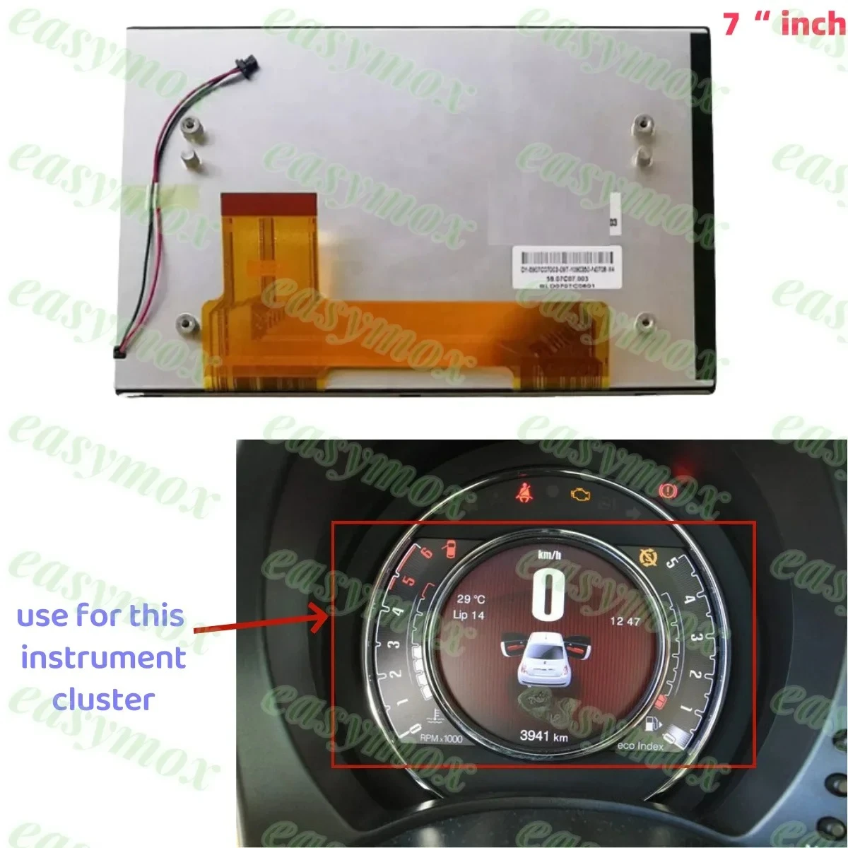 59.07C07.004 7" LCD Display for 2015-2021 Fiat 500 Abarth 595 695 ...