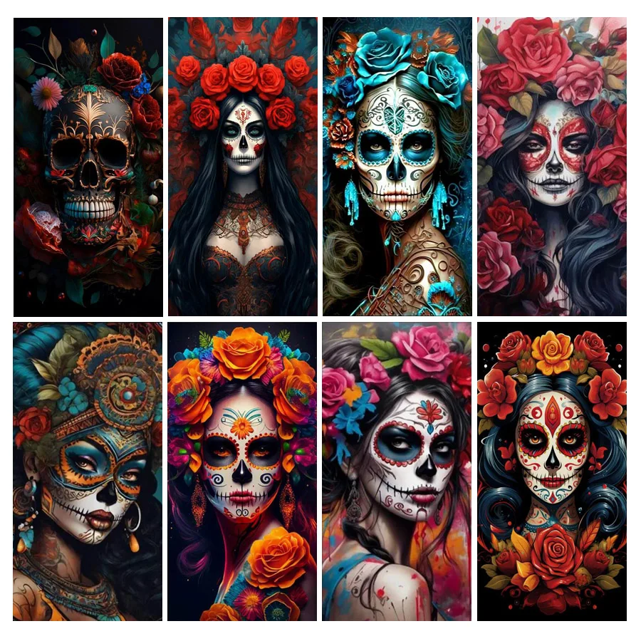 Fullcang-Diy-Big-Size-Diamond-Painting-New-Skull-Flower-Full-Mosaic ...