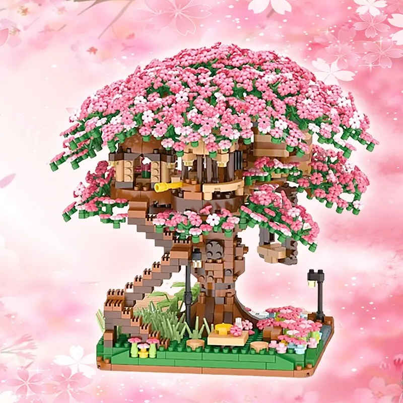 Mini-Sakura-Tree-House-2138PCS-Building-Blocks-Cherry-Blossom-Plant ...