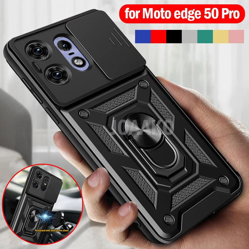 Slide-Lens-Cover-for-Motorola-edge-50-Pro-Case-Armor-Ring-Stand-Cover ...