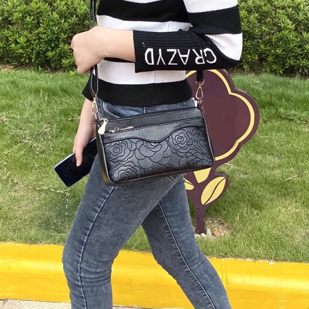 Solid-Color-Rose-Embossed-Shoulder-Bag-Large-Capacity-Portable-Phone ...