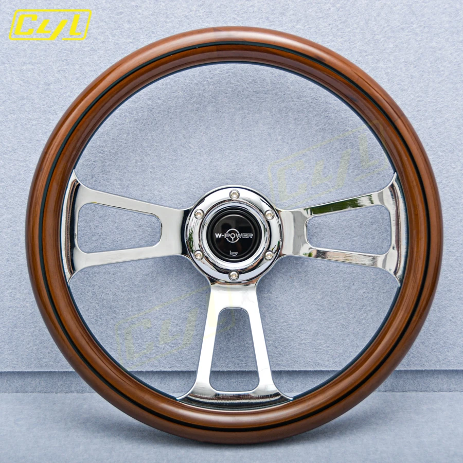 Vintage-Solid-Wood-Steering-Wheel-Universal-Retro-Car-Classic-Real-Wood ...