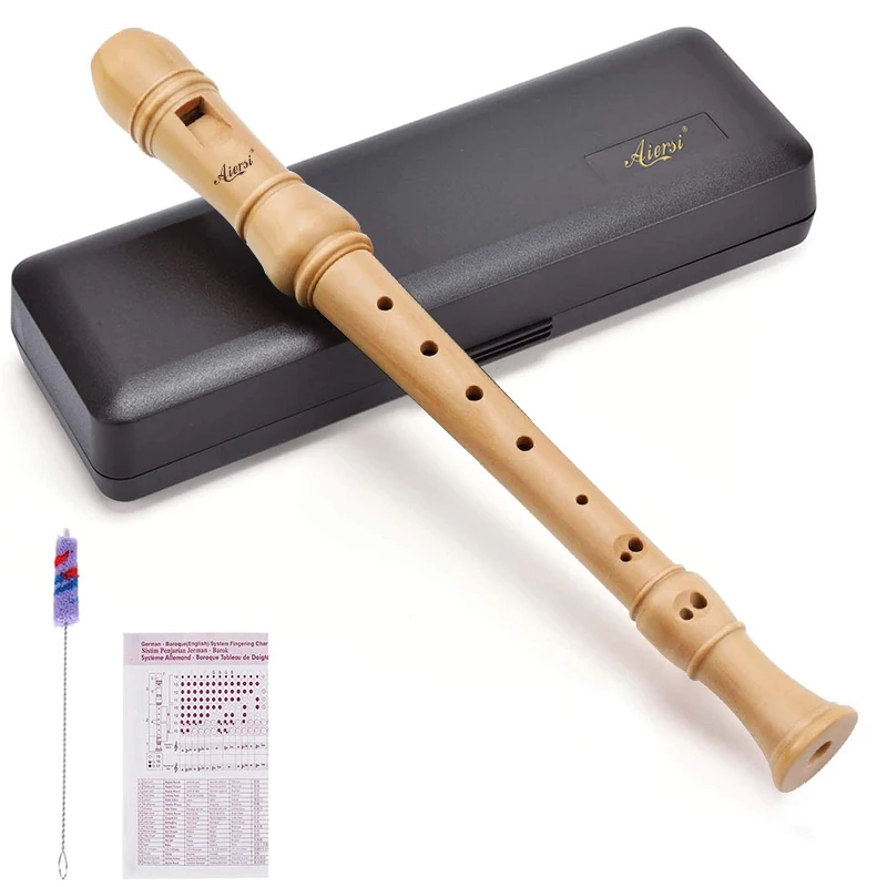 Aiersi-German-Style-Blockflute-with-Hard-Case-Maple-Wood-Professional-C ...