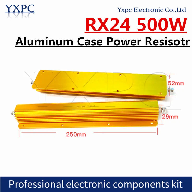 RX24 500W Aluminum Power Metal Shell Case Wirewound Resistor 0.1R ~ 500R 0.1 0.5 1 2 4 5 8 10 12 ...