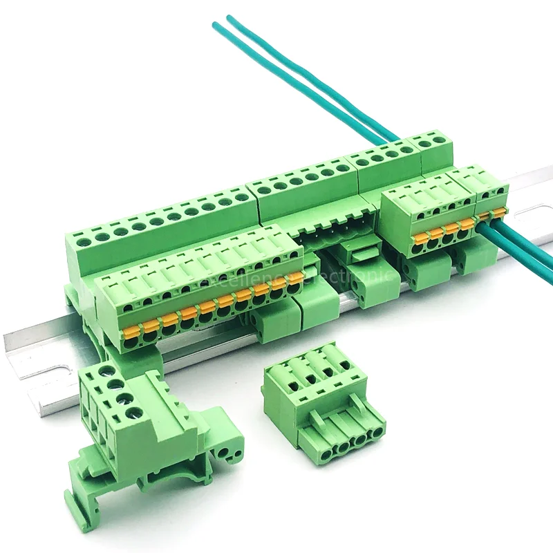 5.08mm Rail Mounted Plug-in Terminal Block Connector 2PIN 3PIN 4PIN ...