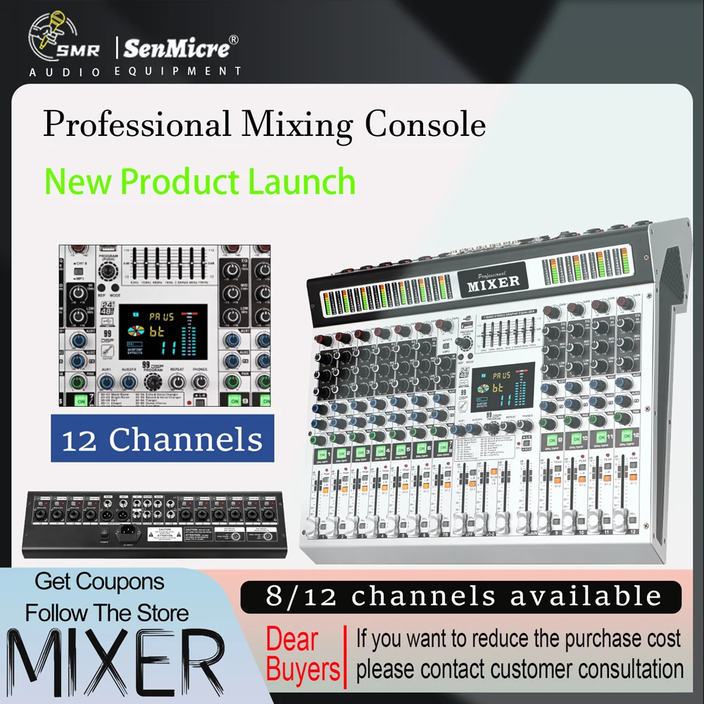 SenMicre-MX12-Professional-Audio-Mixer-12-Channel-Sound-Mixer-Stage ...