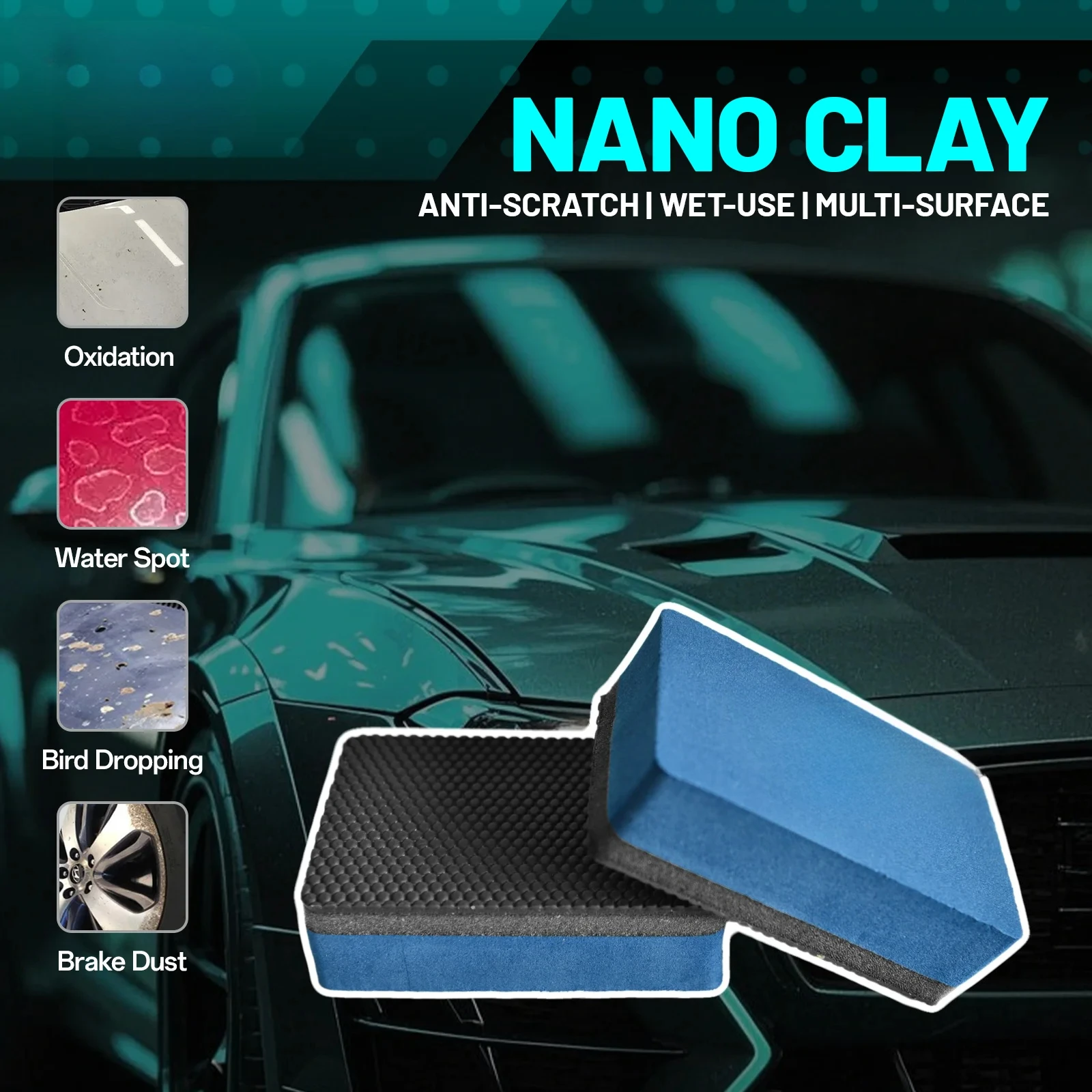 2pcs 3-Layer Professional Clay Sponge, Nano Clay Matrix for Scratch ...