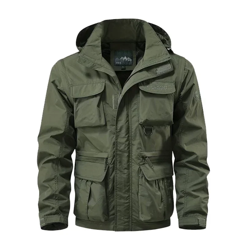 Men Outdoors Hooded Multiple Pockets Hiking Jackets New Spring Autumn ...