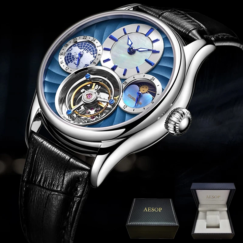 Real Tourbillon Movement Mechanical Watch Men Luxury Brand Tourbillon ...