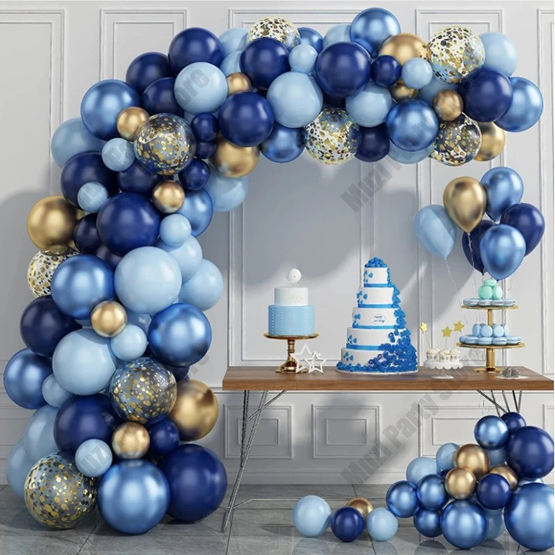 Kit-de-guirnalda-de-globos-met-licos-azules-confeti-dorado-arco-de ...