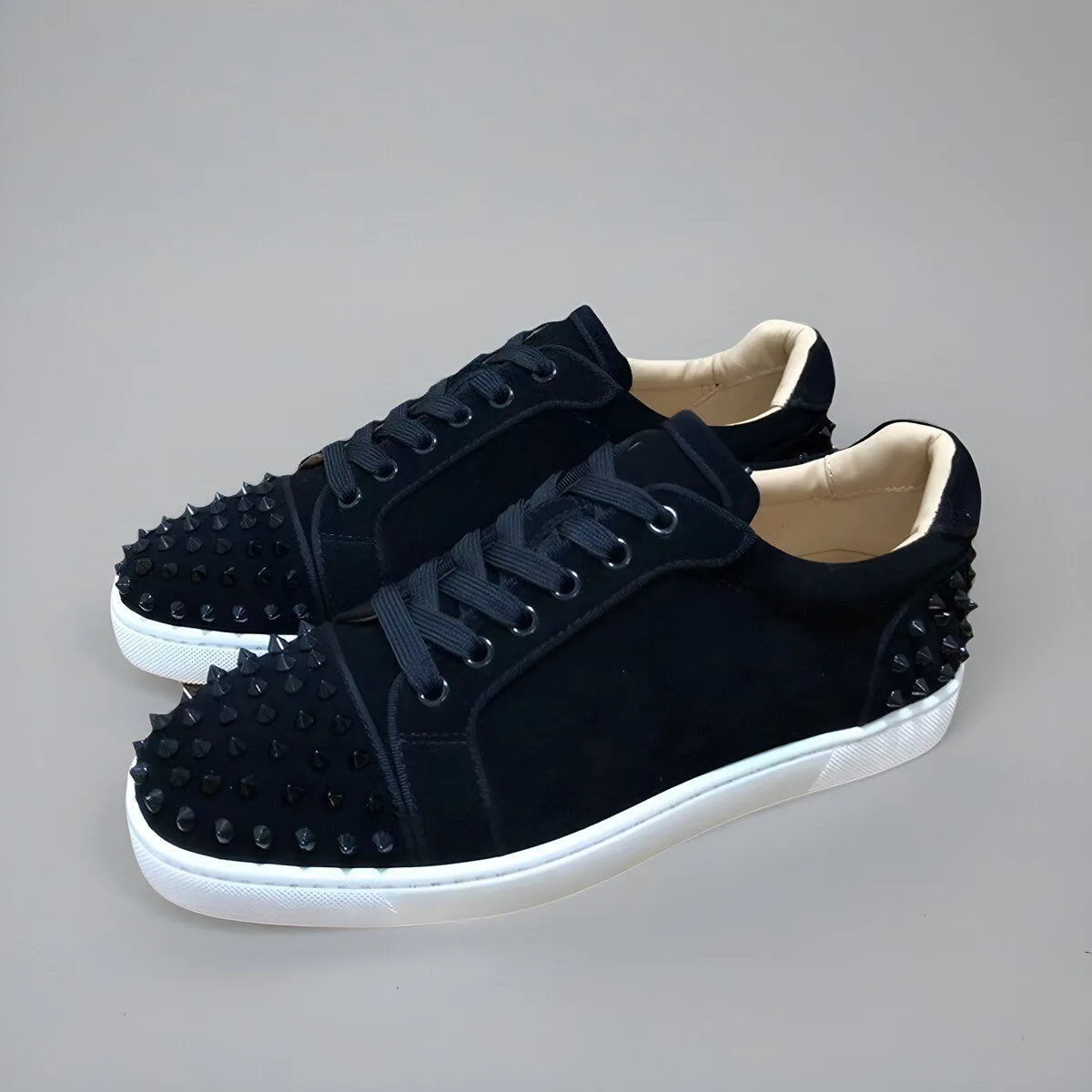 White-Sole-Luxury-Low-Top-Red-Bottom-Shoes-For-Men-Trainers-Spiked ...