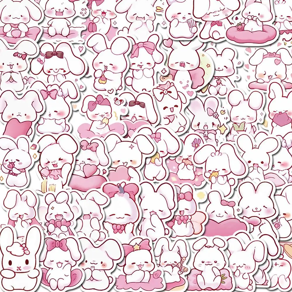 10-50PCS-Pink-Rabbit-Cartoon-Kawaii-Stickers-Pack-DIY-Skateboard ...