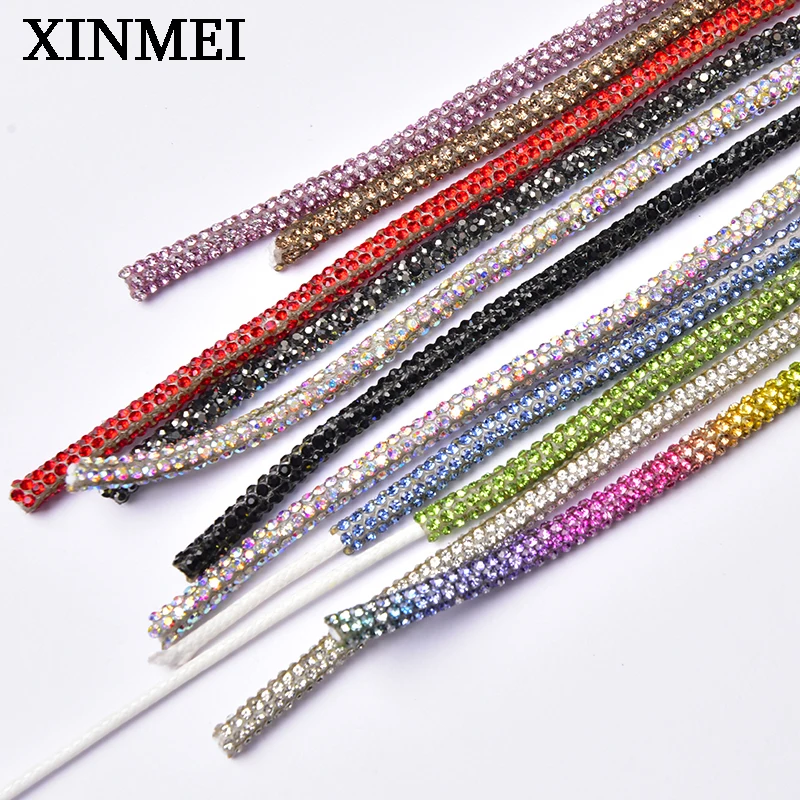 5-Yards-4mm-Rhinestone-Rope-Glitter-Crystal-Tube-Cotton-Cord-Trimming ...
