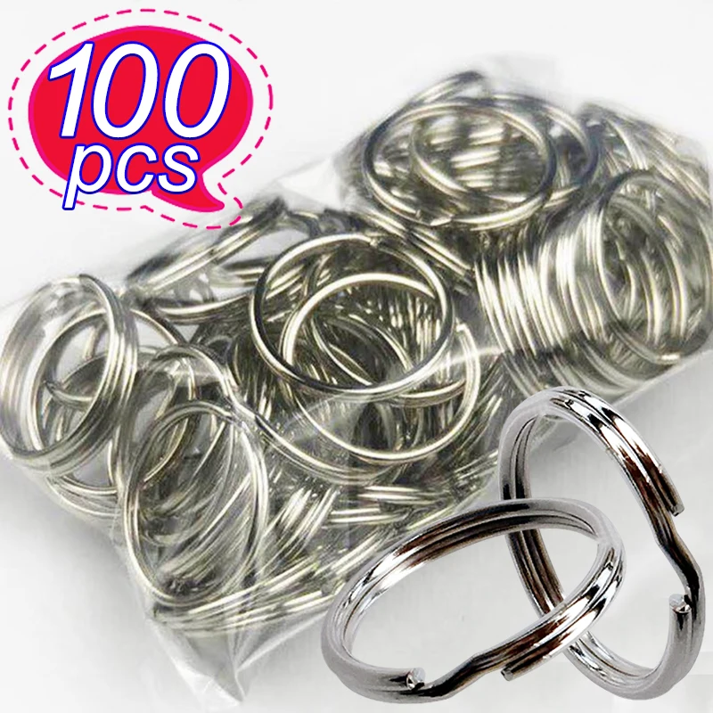 20-100Pcs-set-Polished-Silver-Color-Keyring-Stainless-Steel-Hole-Key ...