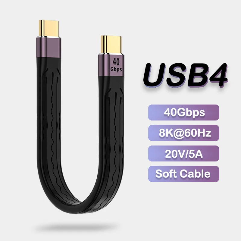 맥북 프로용 USB 4.0 3 세대 40Gbps 썬더볼트 3 데이터 동기화 SSD 케이블, PD 100W 5A 고속 충전, USB C에서 C타입, 8K @ 60Hz USB ...