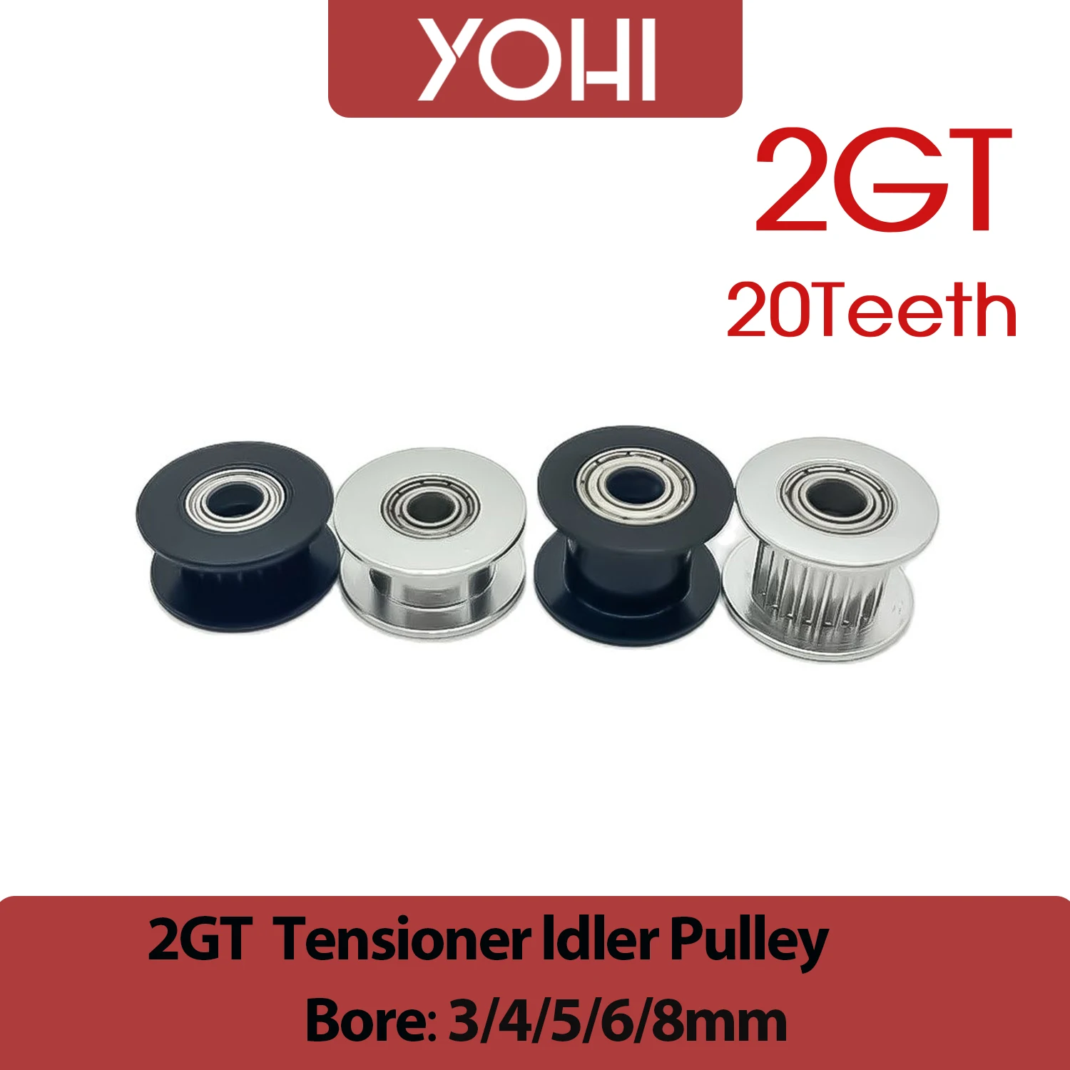 2GT-2MM-20-Teeth-Synchronous-Wheel-Idler-Pulley-With-Bearing-For-GT2 ...