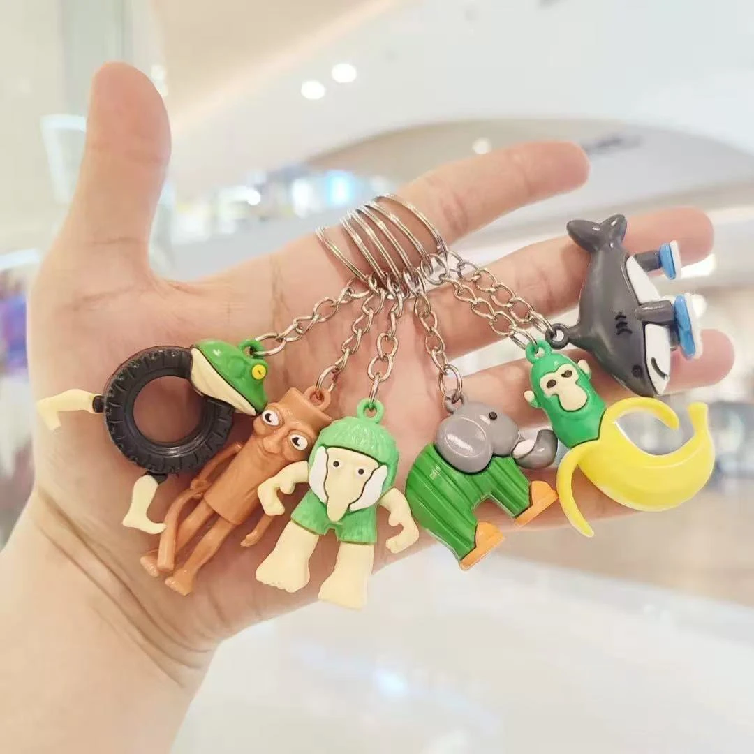 1/6pcs 3D cute Italian brain rot animal design keychain with packaging ...