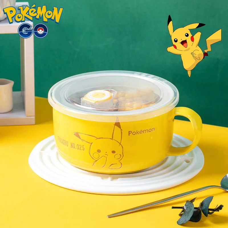 Pokemon-Pikachu-Instant-Noodle-Bowls-with-Lids-Soup-Hot-Rice-Bowls-Cute ...