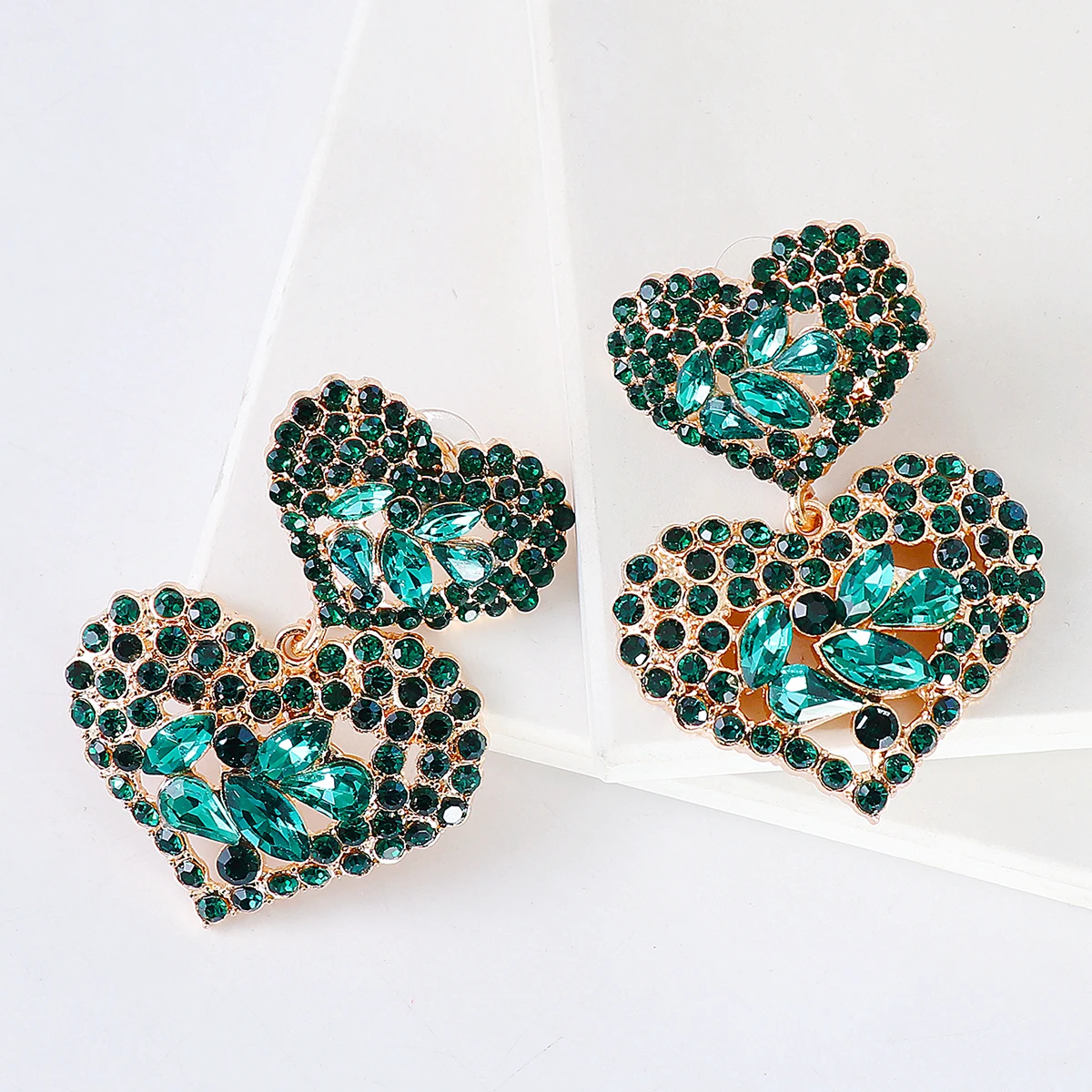Colorful-Heart-Shape-Drop-Rhinestone-Earrings-Women-Classic-Charm ...