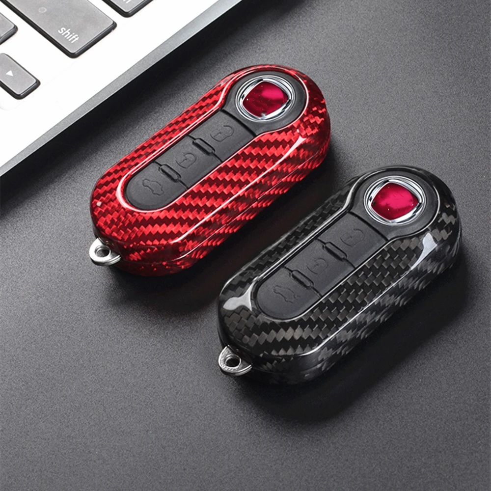 Red-Black-Carbon-Fiber-Auto-Remote-Key-Shell-Cover-Fob-Case-Housing-Cap ...