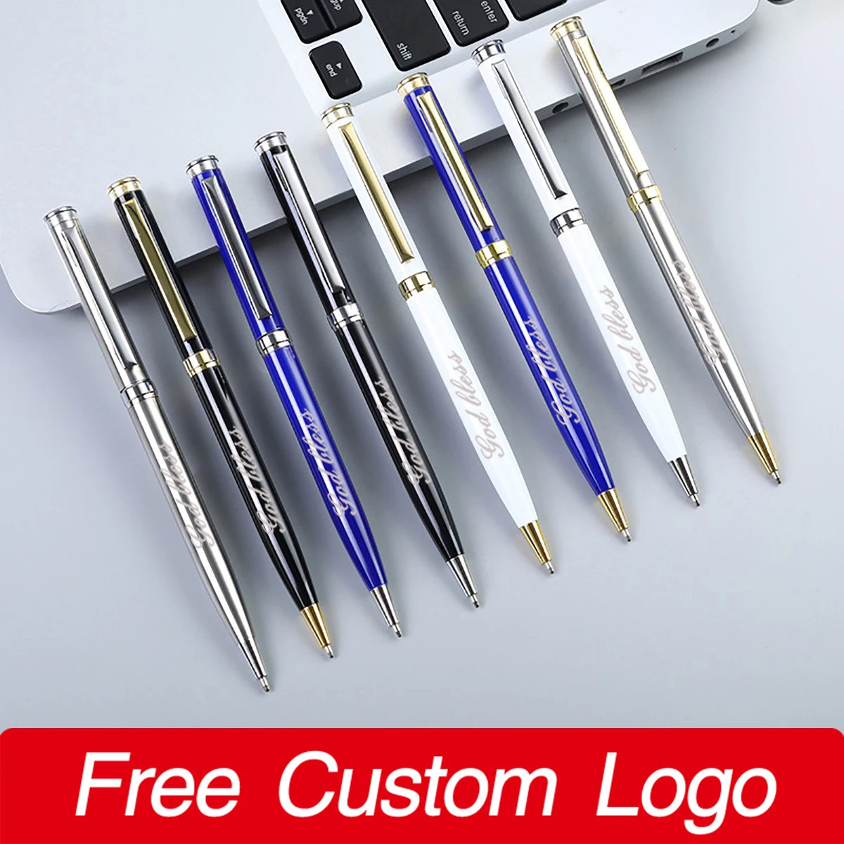 5Pcs-Metal-Ball-Point-Pen-Clip-Signature-Ballpoint-Pens-Customized-Logo ...