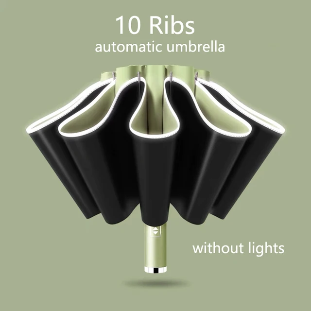 Fully Automatic UV Umbrella With LED Flashlight Reflective Stripe ...