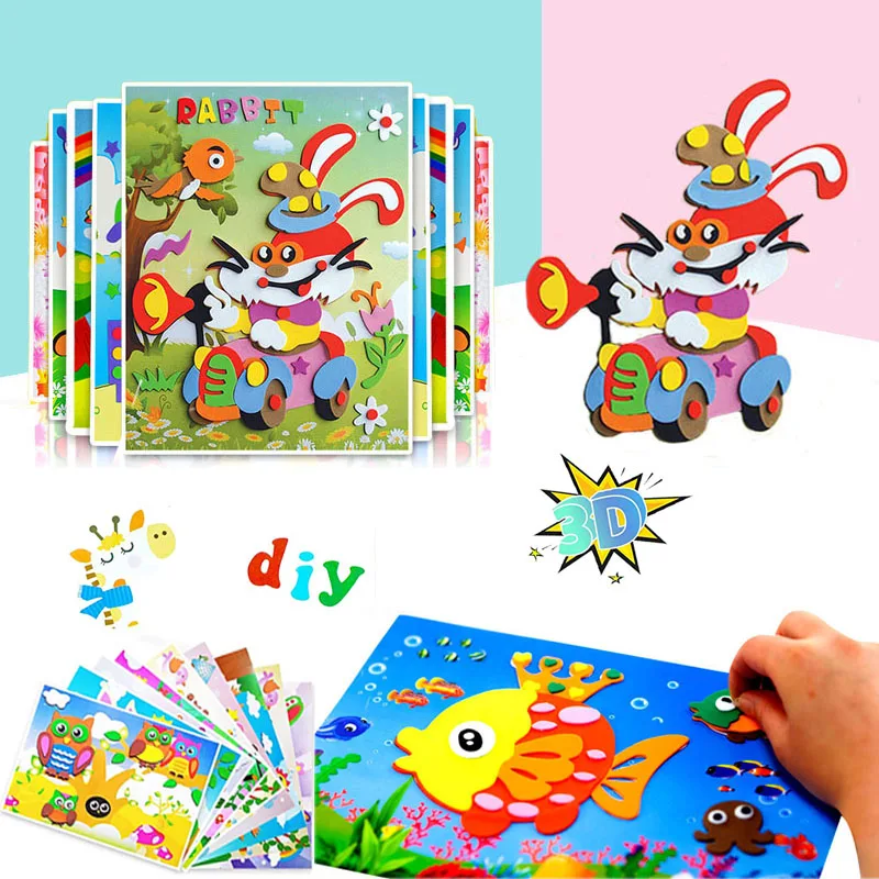 5-10Pcs-3D-EVA-Foam-Sticker-Puzzle-Game-DIY-Cartoon-Animal-Learning ...