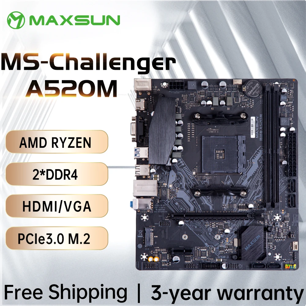 MAXSUN Motherboard AMD A520M DDR4 M.2 USB3.2 STAT3.0 Desktop Computer ...