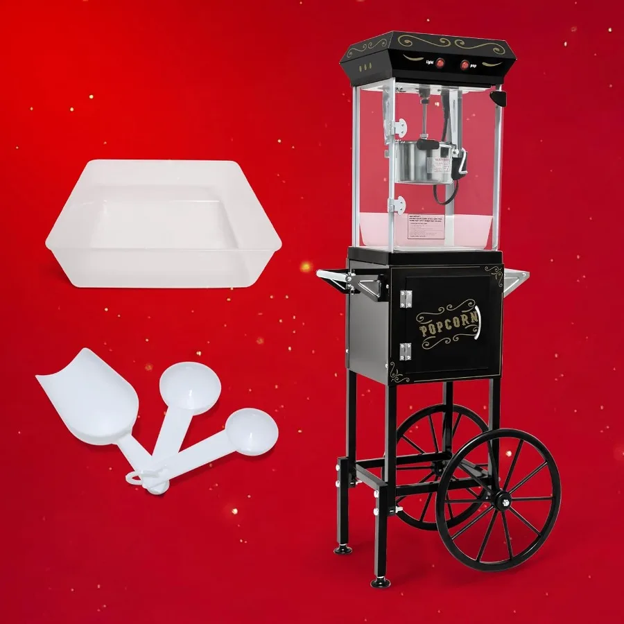 Vintage Style 6 Oz Stainless Steel Popcorn Machine with Cart Black ...