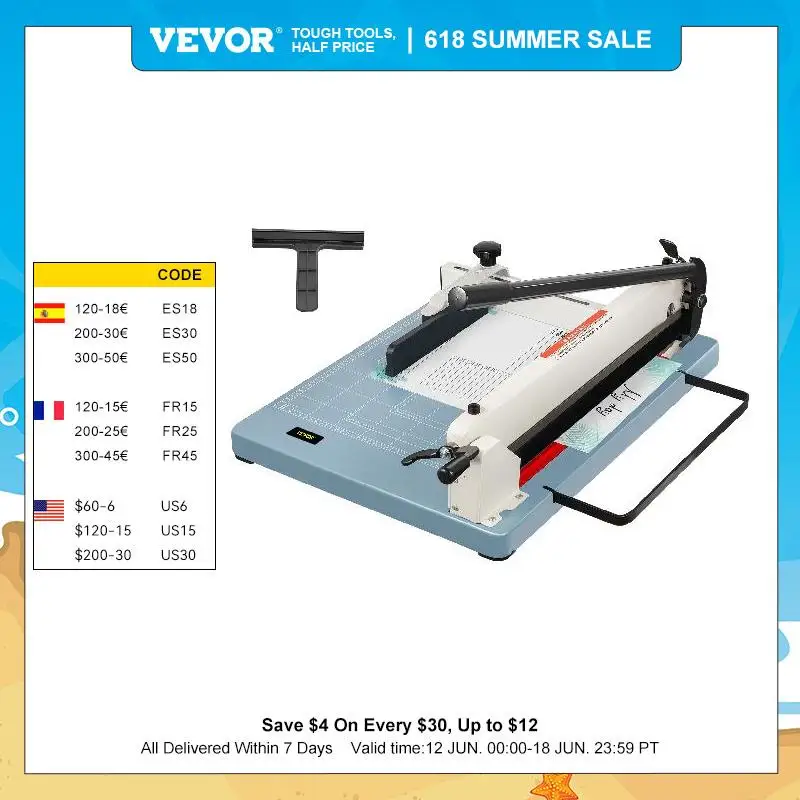 VEVOR Taglierina per Carta Professionale Industriale, 44cm A3 ...