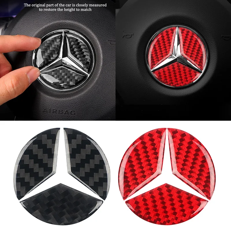 Carbon Fiber Red Car Steering Wheel Airbag Cover Trim Sticker For ...
