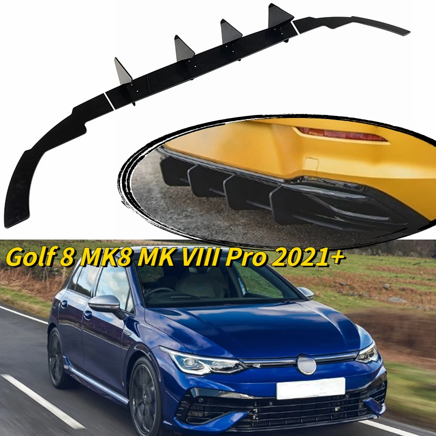 ABS-Black-Car-Rear-Bumper-Lip-Diffuser-Spoiler-Splitter-For-VW-Golf-8 ...