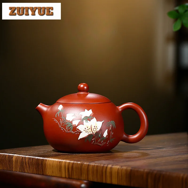 220ml-Vintage-Yixing-Purple-Clay-Teapots-Handmade-Colored-Drawing-Xishi ...