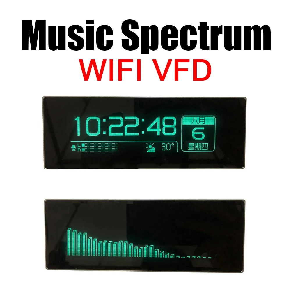 WIFI-VFD-Music-Spectrum-Display-Level-Indicator-light-audio-Rhythm-Analyzer-Weather-Forecast ...