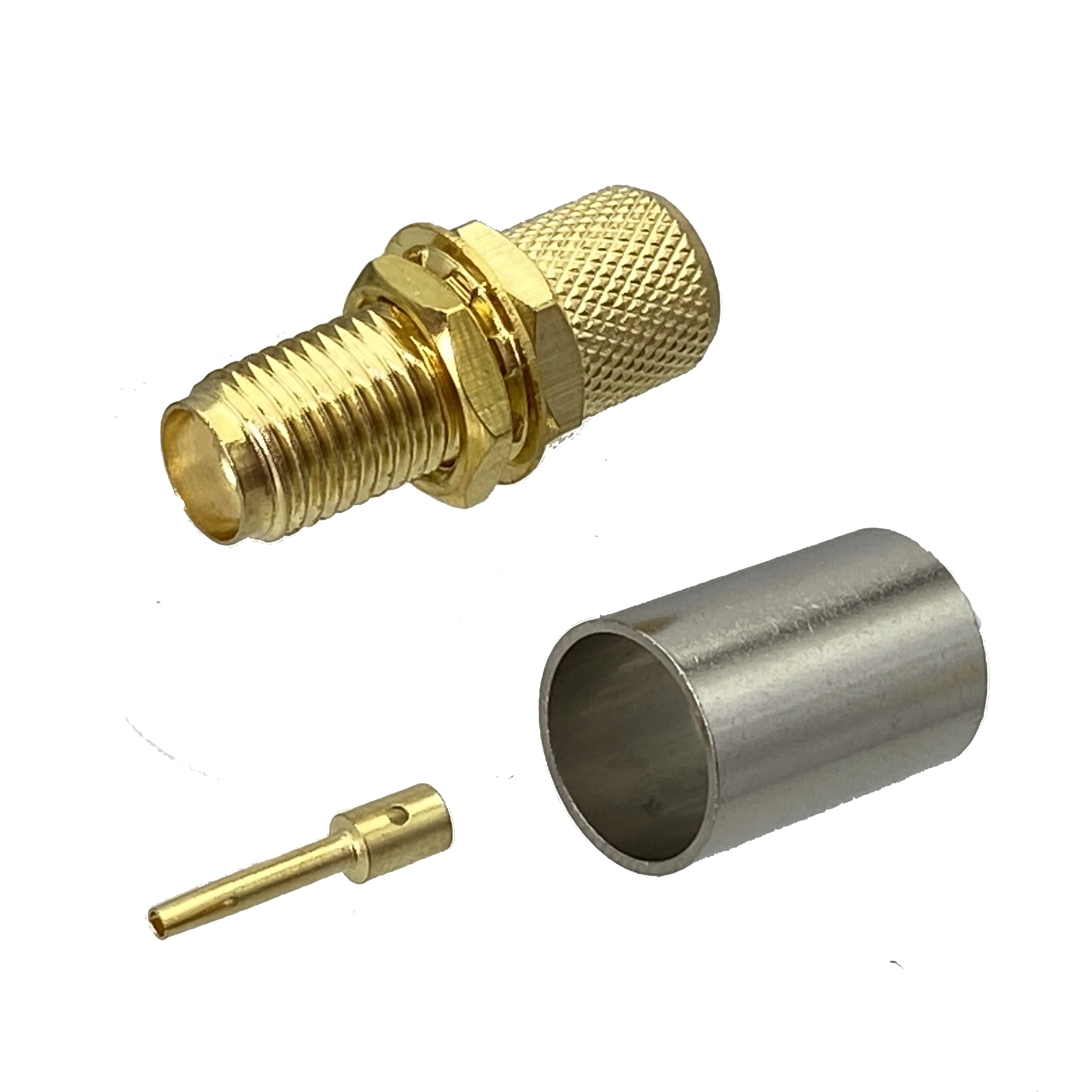 1pcs-Connector-SMA-Jack-Female-Bulkhead-Nut-Crimp-For-RG5-RG6-LMR300-5D ...