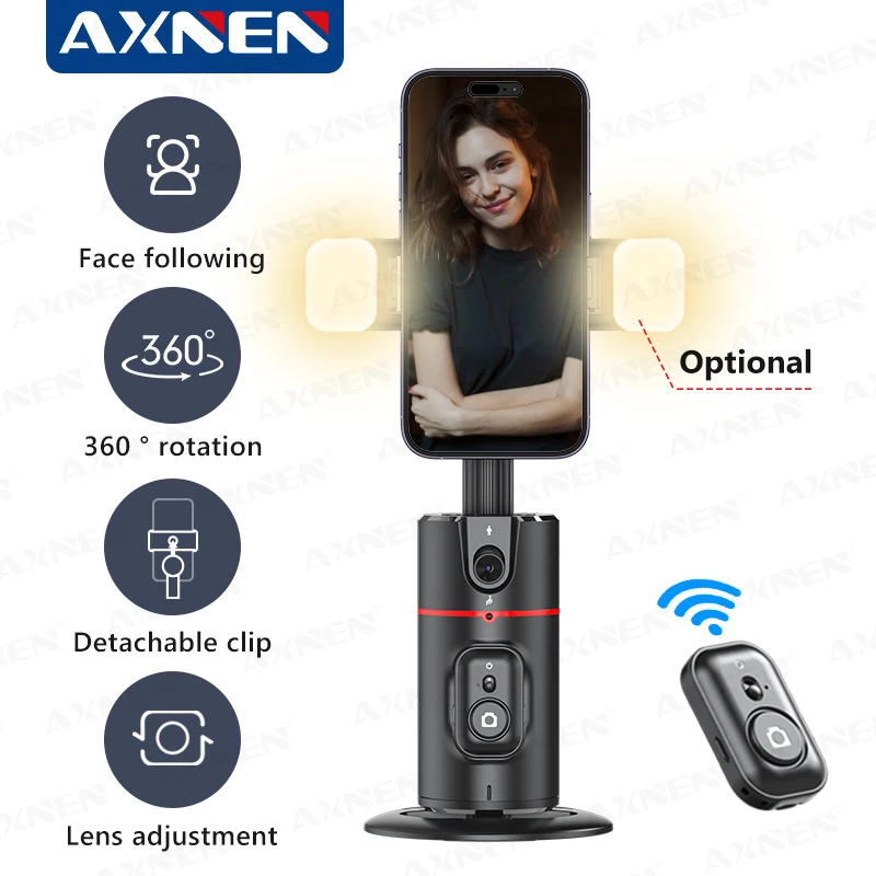 AXNEN-AI-Auto-Following-Gimbal-Stabilizer-360-Rotation-Phone-Stand-P02-Desktop-Tracking-Gimbal ...