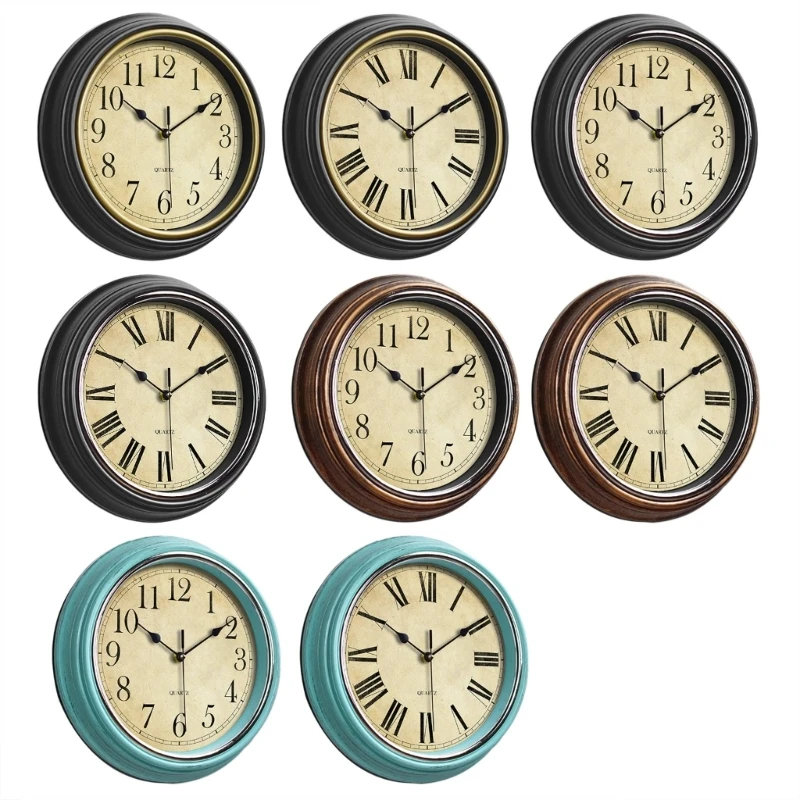 12in-Retro-Wall-Clock-Easy-to-Read-Roman-Numerals-Arabic-Numerals ...