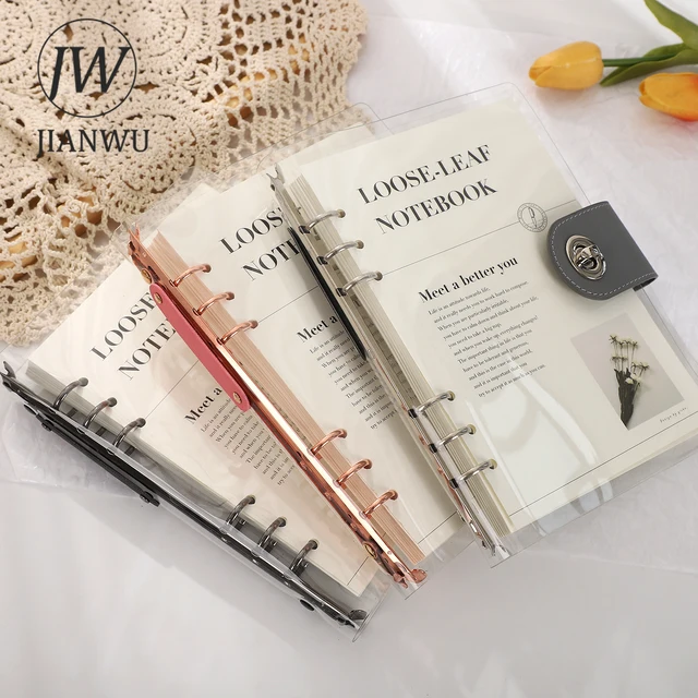 JIANWU 90 Pages/book Simple PVC Transparent Lock Style Loose-leaf Book ...