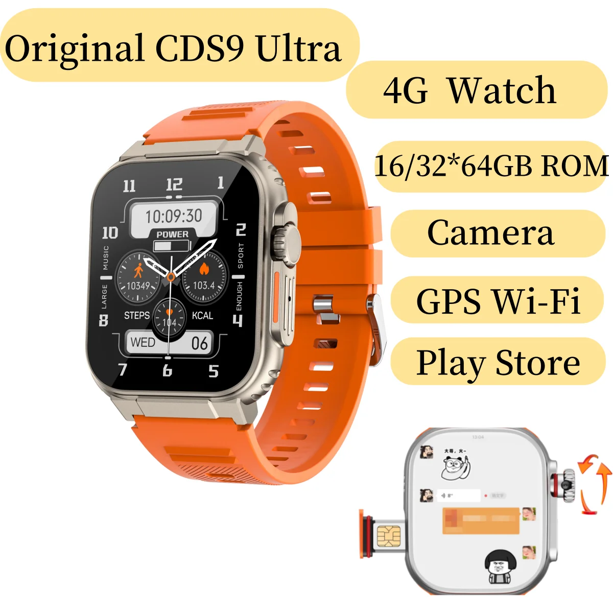 100-Original-CDS9-S9-Ultra-4G-Android-Smart-Watch-With-Rotating-camera ...