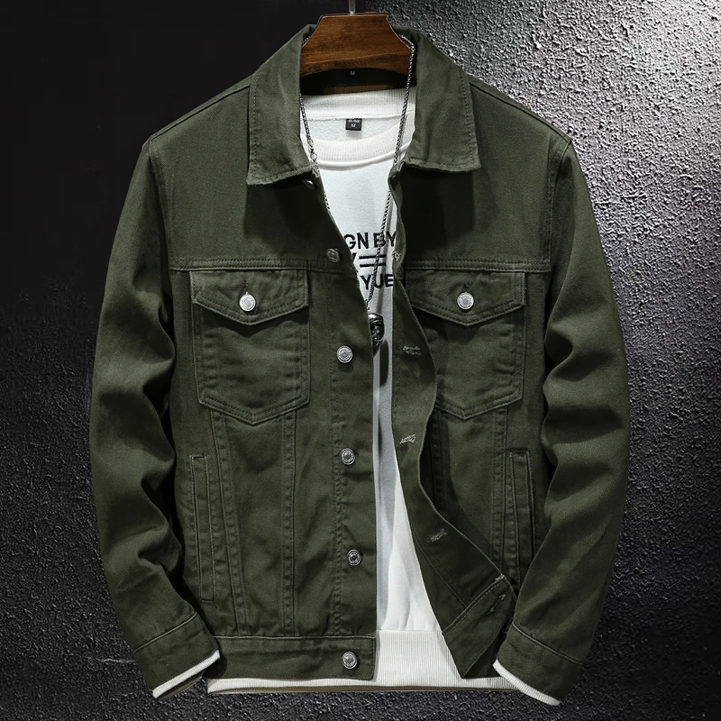 White-Armygreen-Classic-Vintage-Denim-Jacket-Men-s-Street-Fashion ...